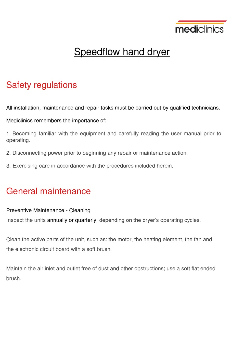 MEDICLINICS SPEEDFLOW MANUAL Pdf Download | ManualsLib