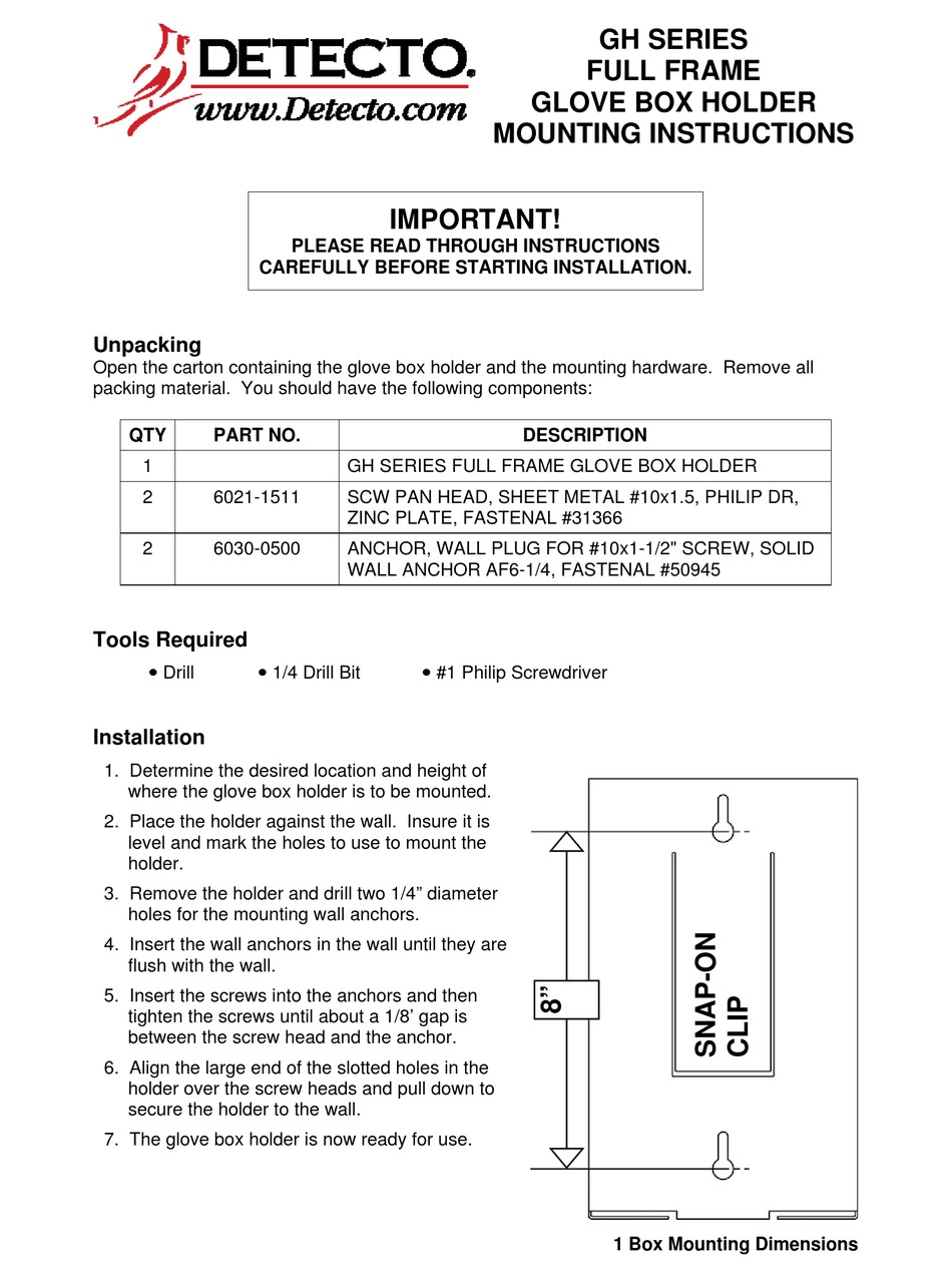 DETECTO GH SERIES MOUNTING INSTRUCTIONS Pdf Download | ManualsLib
