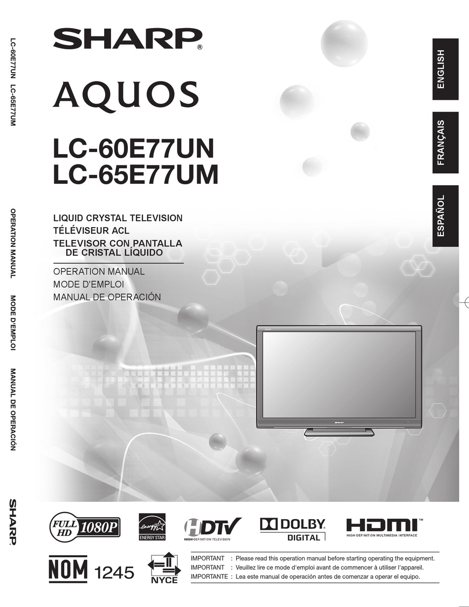 SHARP AQUOS 09P09-MX-NM OPERATION MANUAL Pdf Download | ManualsLib