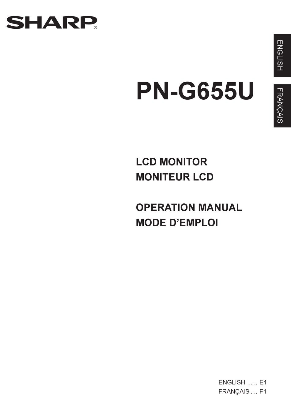 SHARP PN-G655U OPERATION MANUAL Pdf Download | ManualsLib