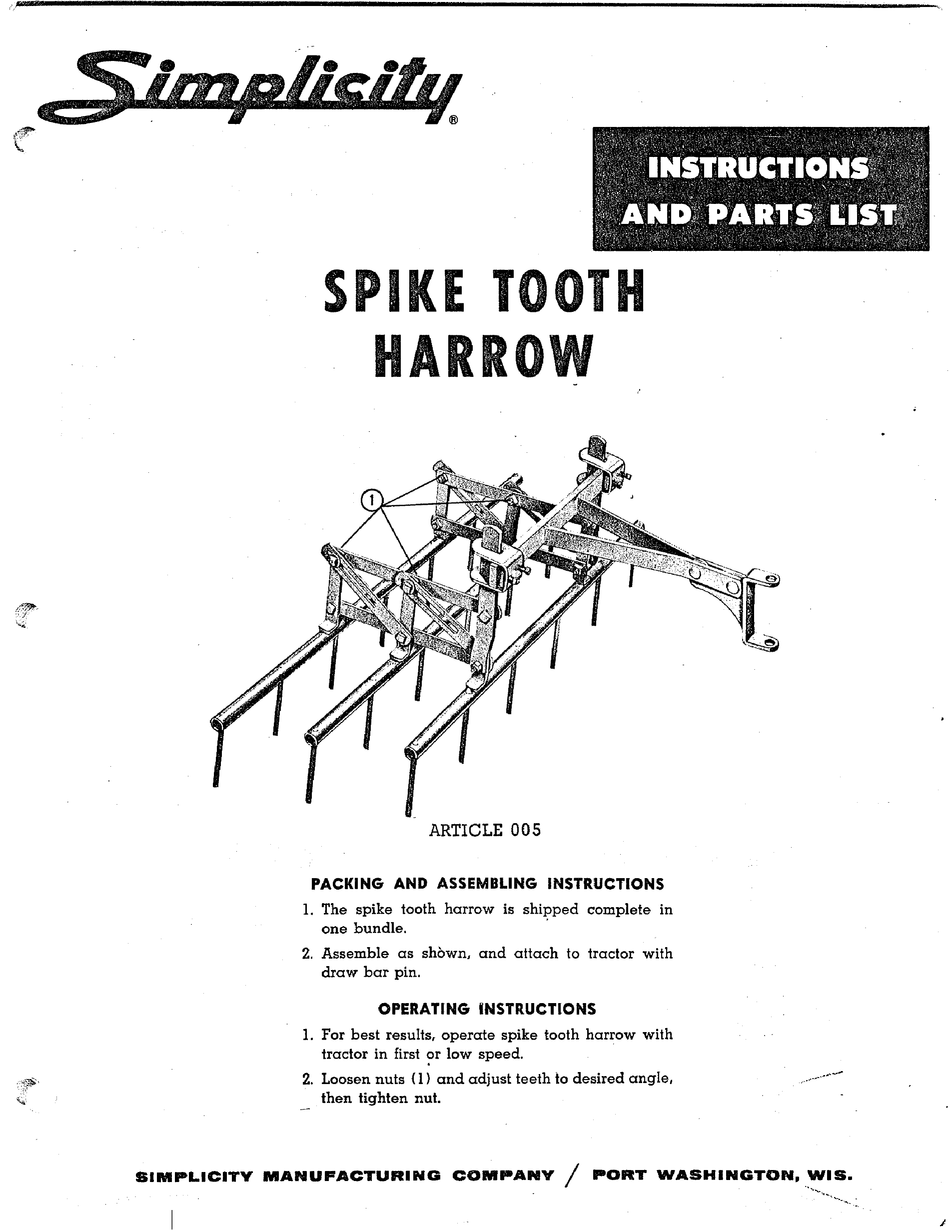 SIMPLICITY 5 INSTRUCTIONS AND PARTS LIST Pdf Download | ManualsLib