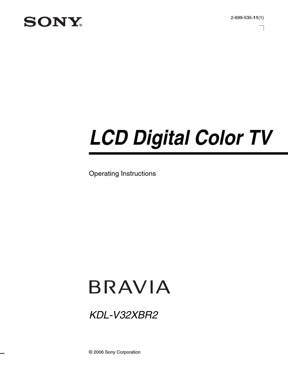 SONY BRAVIA KDL V32XBR2 OPERATING INSTRUCTIONS MANUAL Pdf Download sony-bravia-kdl-v32xbr2-operating-instructions-manual-pdf-download