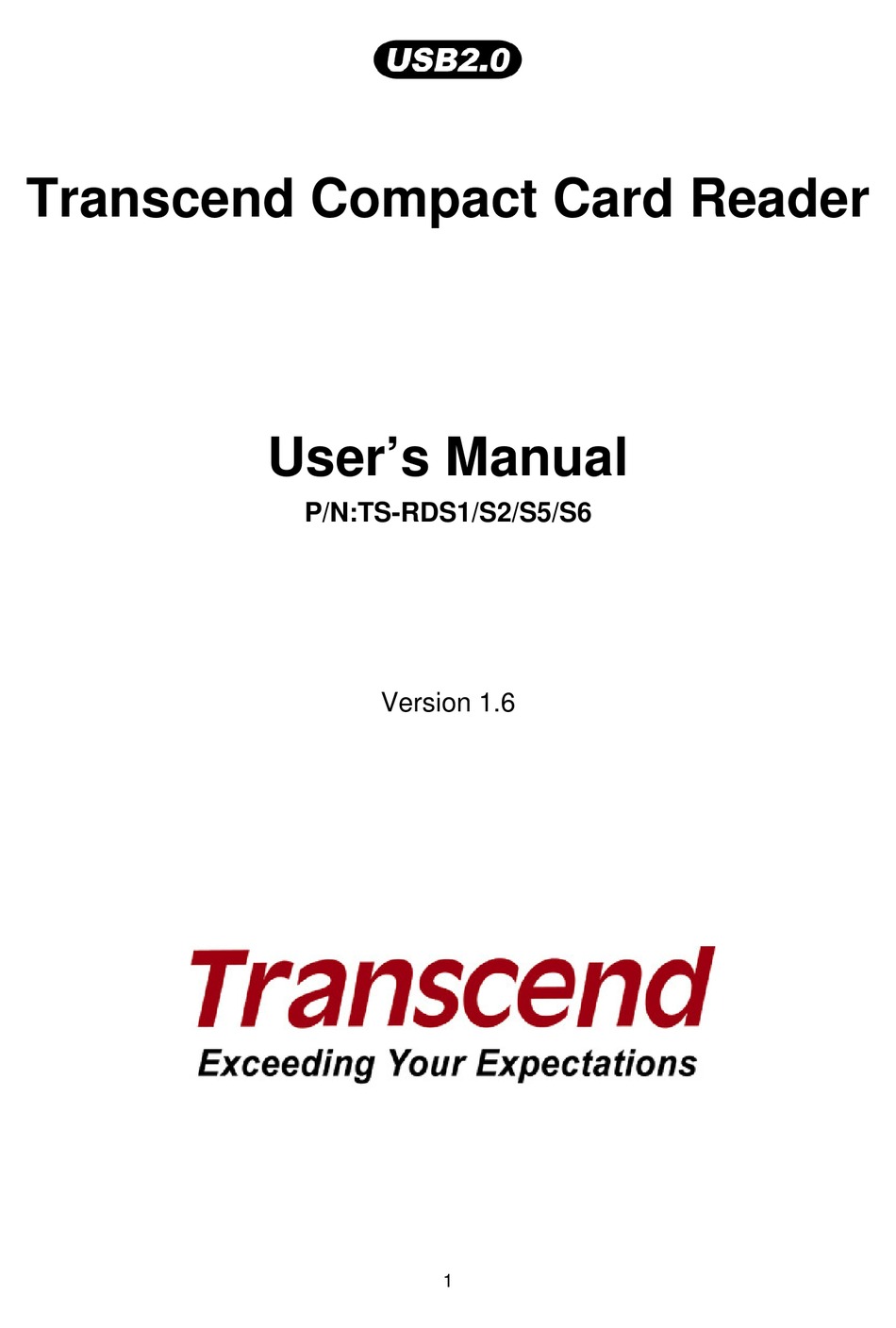 TRANSCEND RDS1/S2/S5/S6 USER MANUAL Pdf Download | ManualsLib