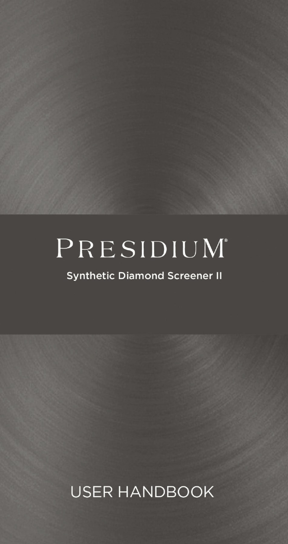 PRESIDIUM SYNTHETIC DIAMOND SCREENER II USER HANDBOOK MANUAL Pdf ...