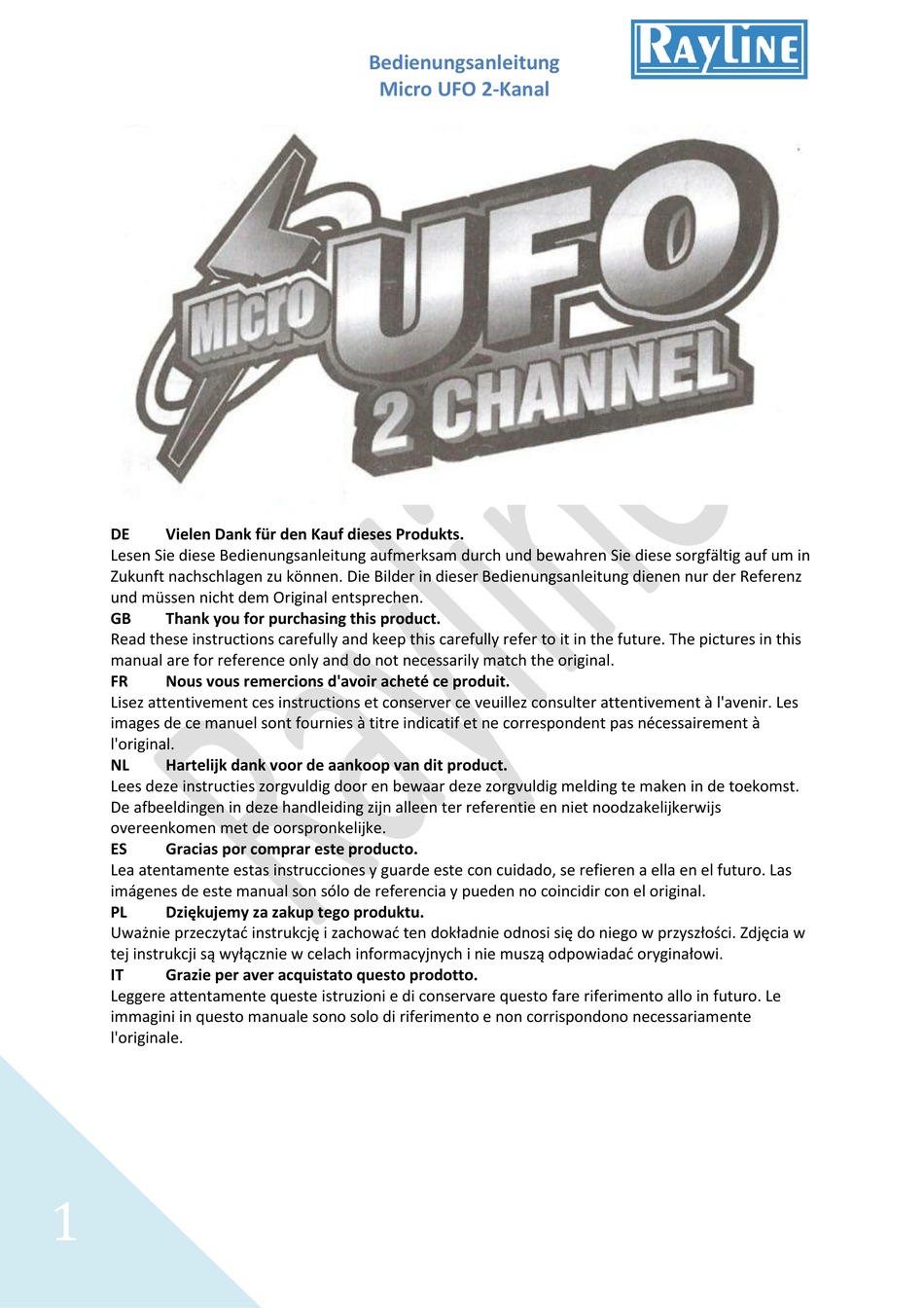 RAYLINE MICRO UFO MANUAL Pdf Download | ManualsLib
