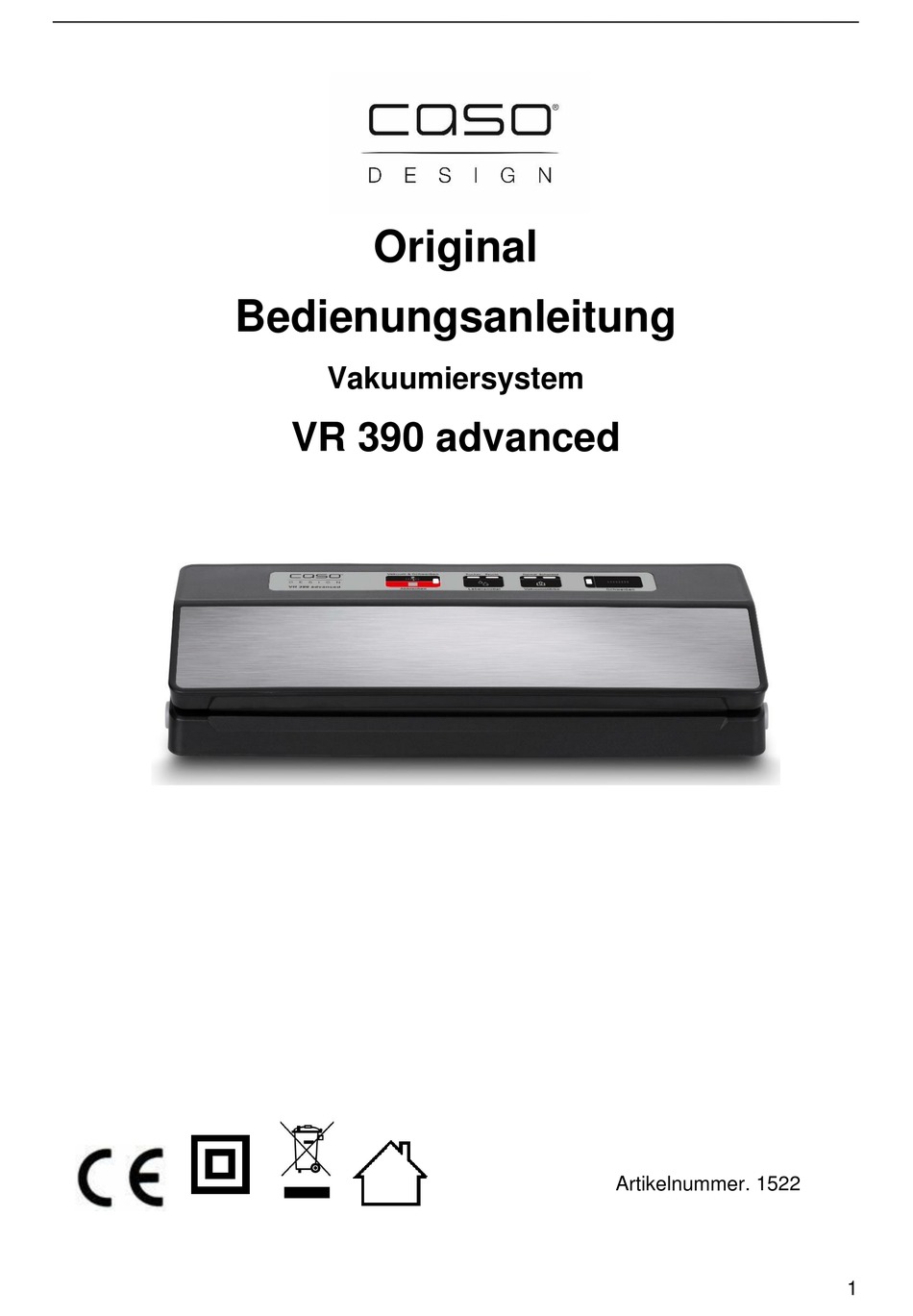 CASO VR 390 ADVANCED INSTRUCTION MANUAL Pdf Download | ManualsLib