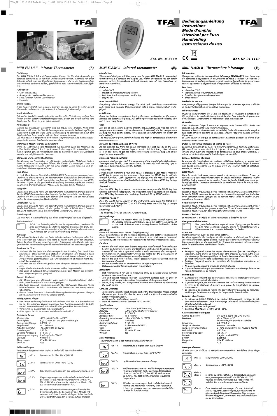 TFA MINI-FLASH II INSTRUCTIONS Pdf Download | ManualsLib