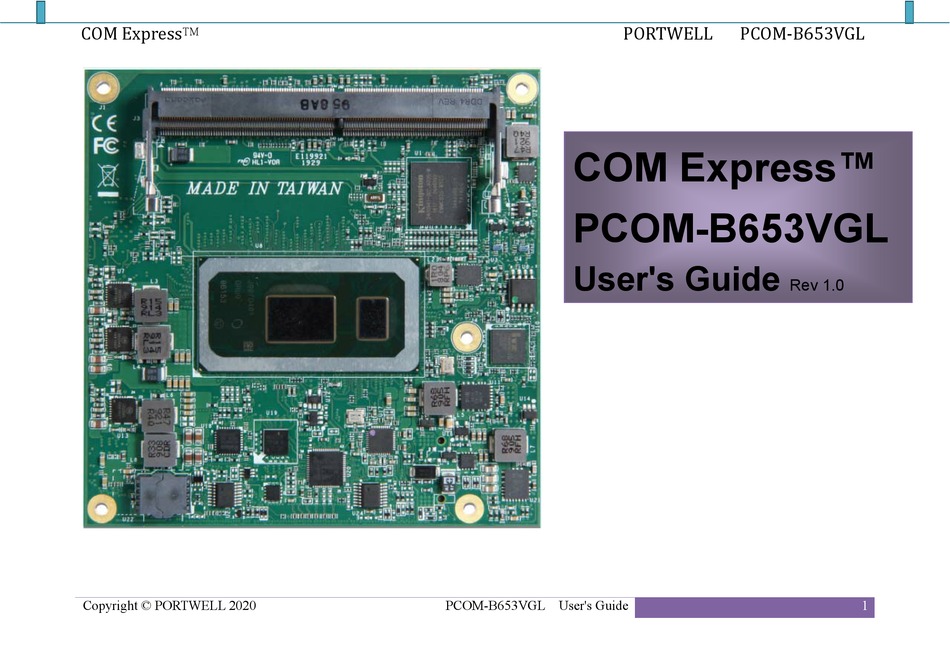 Portwell Com Express Pcom B653vgl User Manual Pdf Download Manualslib