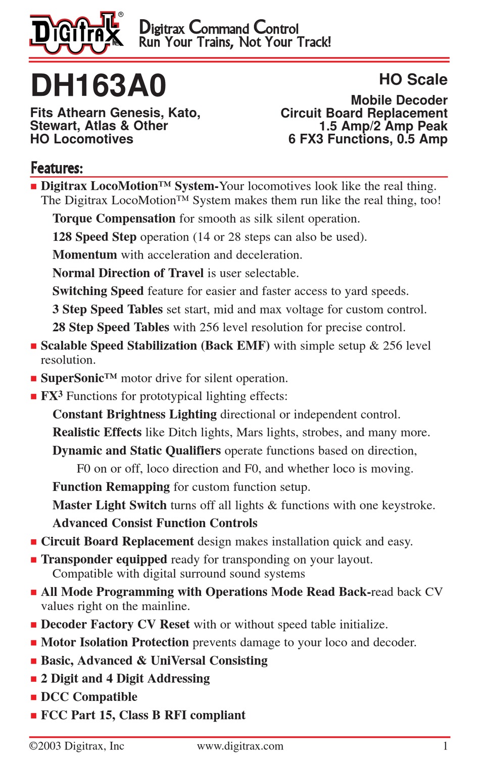 DIGITRAX DH163A0 MANUAL Pdf Download | ManualsLib