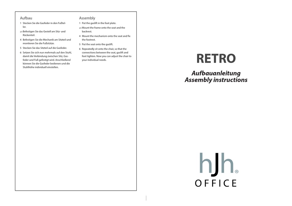 HJH OFFICE RETRO ASSEMBLY INSTRUCTIONS Pdf Download | ManualsLib