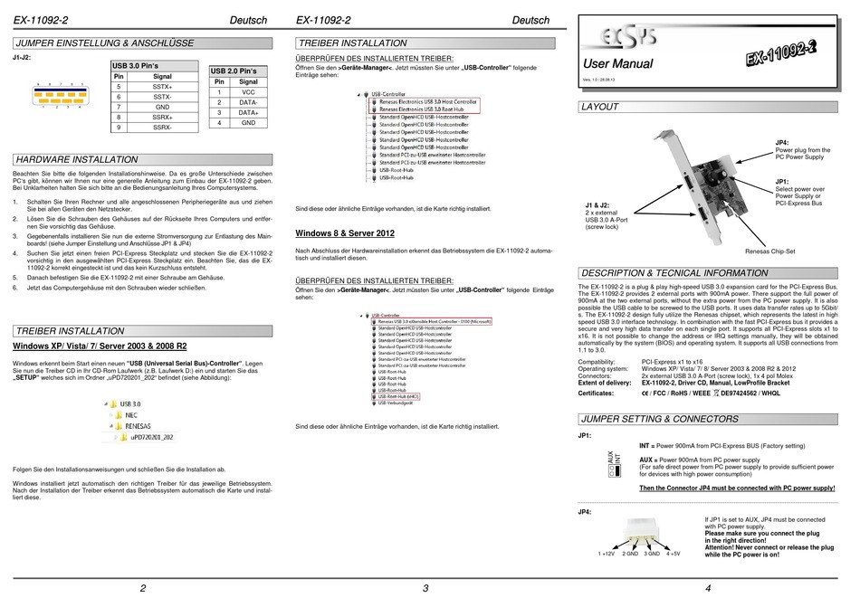 EXSYS EX-11092-2 USER MANUAL Pdf Download | ManualsLib