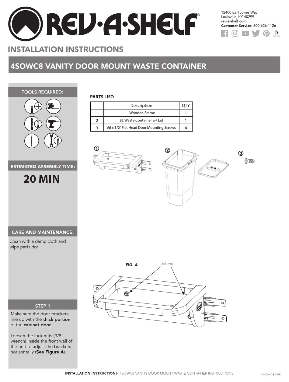 REV-A-SHELF 4SOWC8 INSTALLATION INSTRUCTIONS Pdf Download | ManualsLib