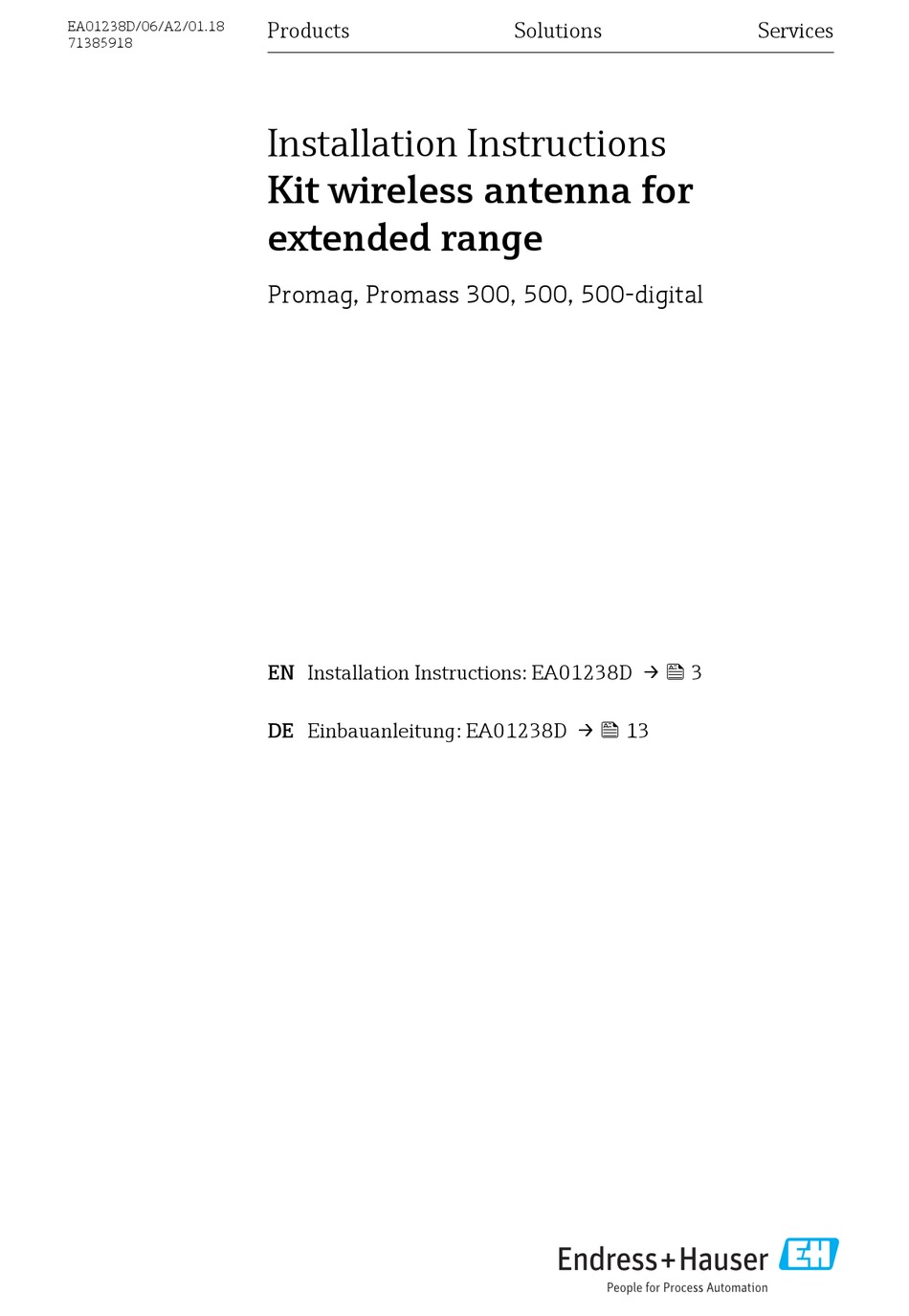ENDRESS+HAUSER PROMAG INSTALLATION INSTRUCTIONS MANUAL Pdf Download ... ENDRESS+HAUSER PROMAG INSTALLATION INSTRUCTIONS MANUAL Pdf Download ...
