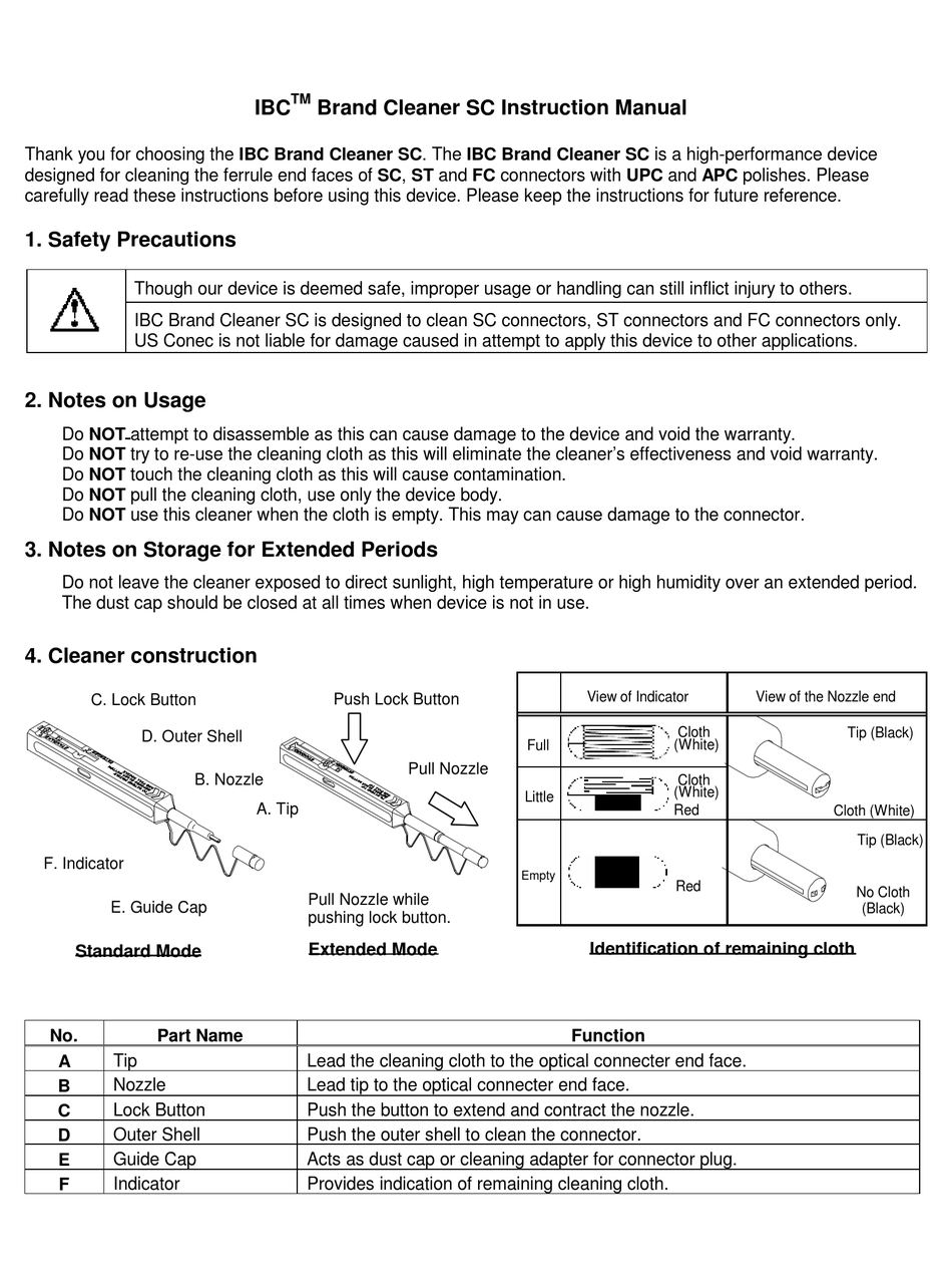 IBC BRAND CLEANER SC INSTRUCTION MANUAL Pdf Download | ManualsLib