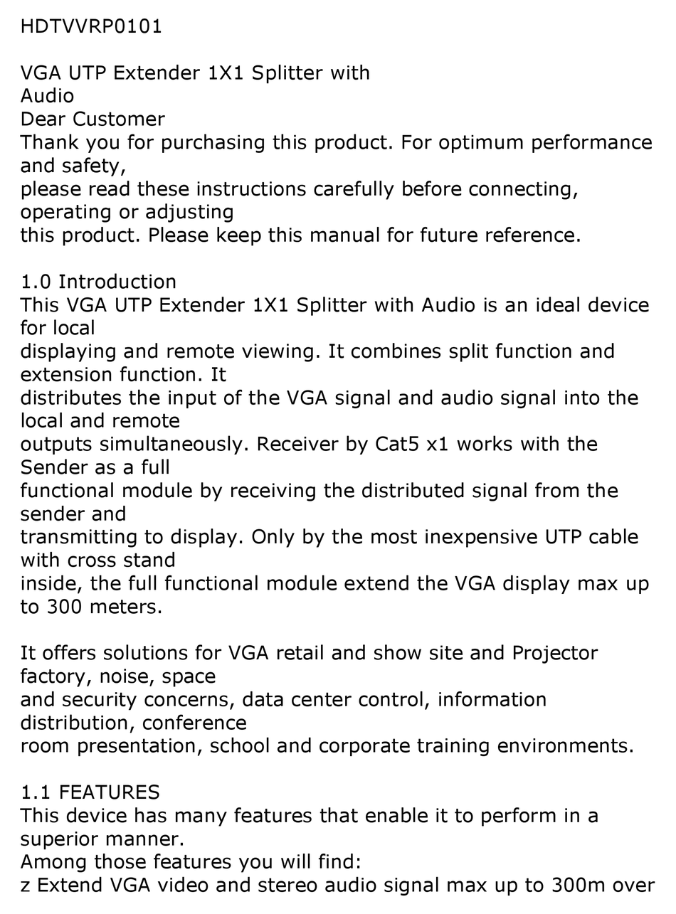 WOLFPACK HDTVVRP0101 QUICK MANUAL Pdf Download | ManualsLib