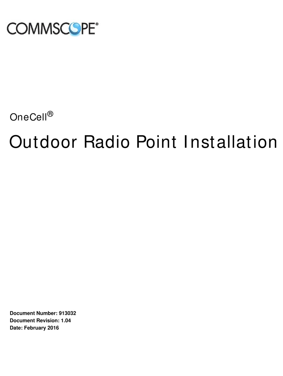 COMMSCOPE ONECELL RP SERIES INSTALLATION MANUAL Pdf Download | ManualsLib