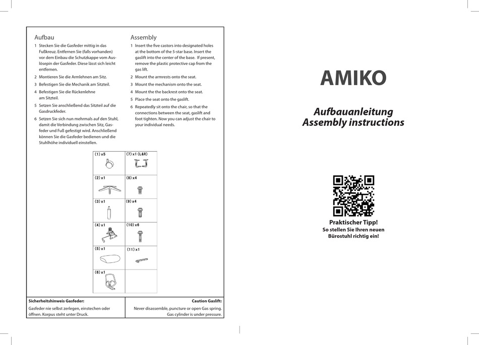 HJH OFFICE AMIKO ASSEMBLY INSTRUCTIONS Pdf Download | ManualsLib