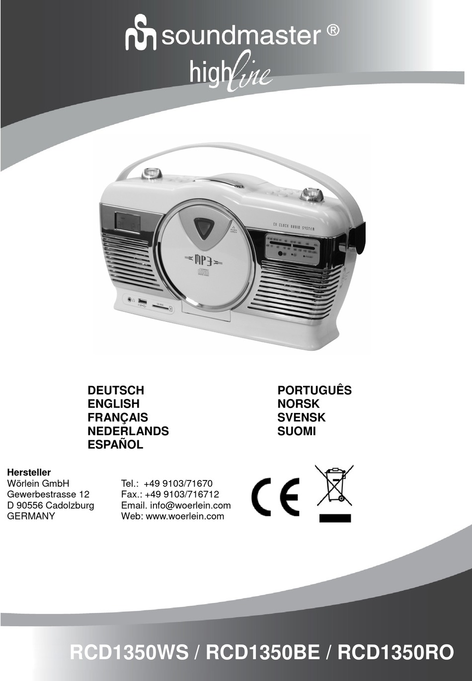 SOUNDMASTER HIGHLINE RCD1350WS MANUAL Pdf Download | ManualsLib