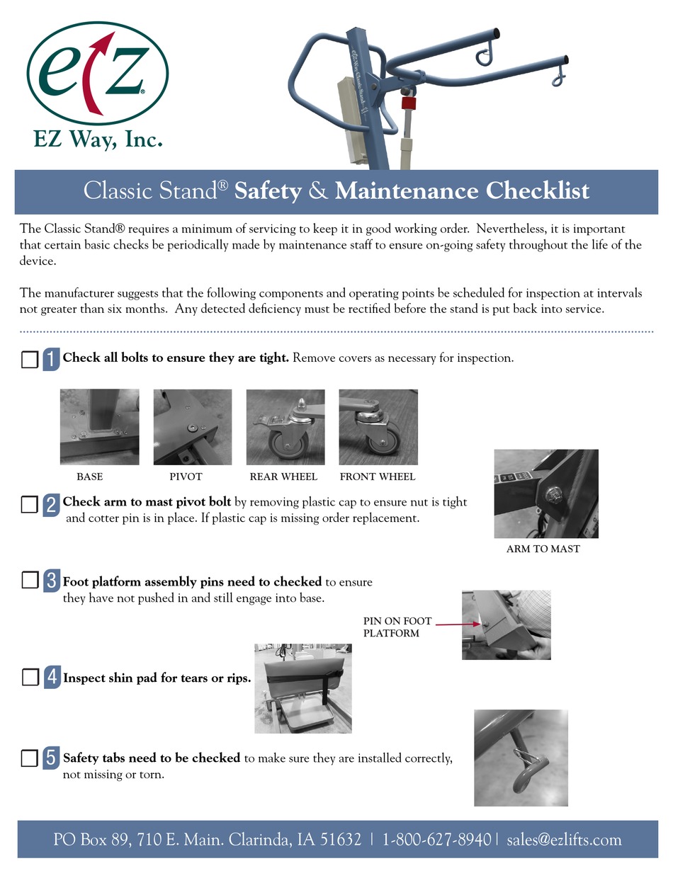 ez-way-classic-stand-safety-maintenance-checklist-pdf-download