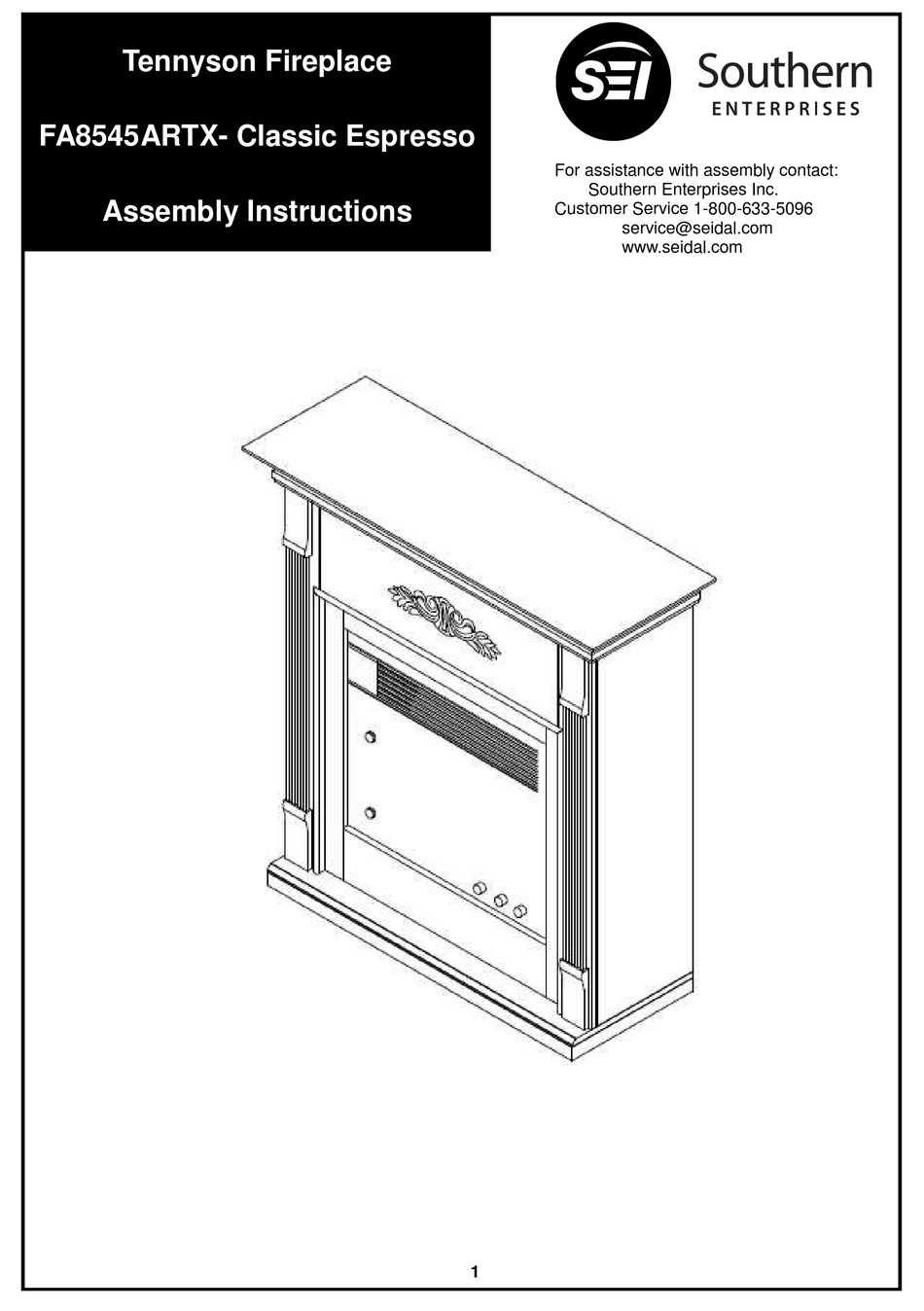 SOUTHERN ENTERPRISES TENNYSON FA8545ARTX ASSEMBLY INSTRUCTIONS MANUAL ...