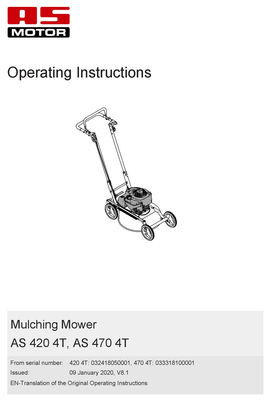 AS MOTOR PROCLIP AS 470 4T OPERATING INSTRUCTIONS MANUAL Pdf Download