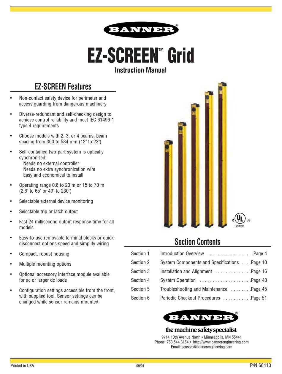 Banner Ez Screen Error Codes
