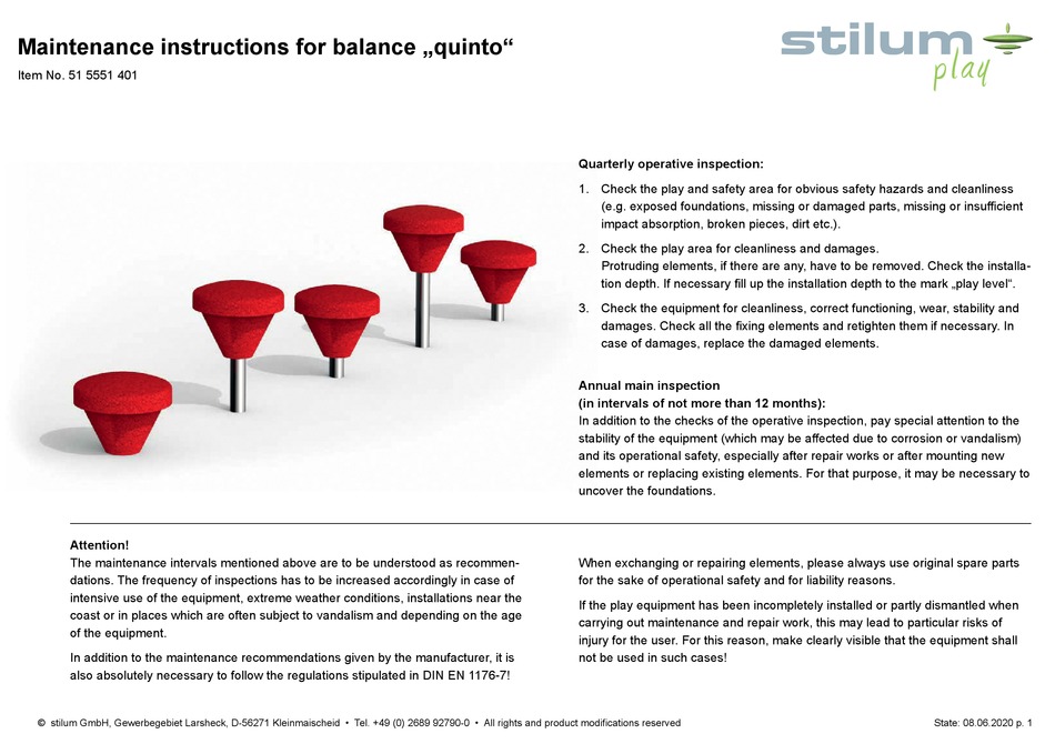 STILUM QUINTO MAINTENANCE INSTRUCTIONS Pdf Download | ManualsLib