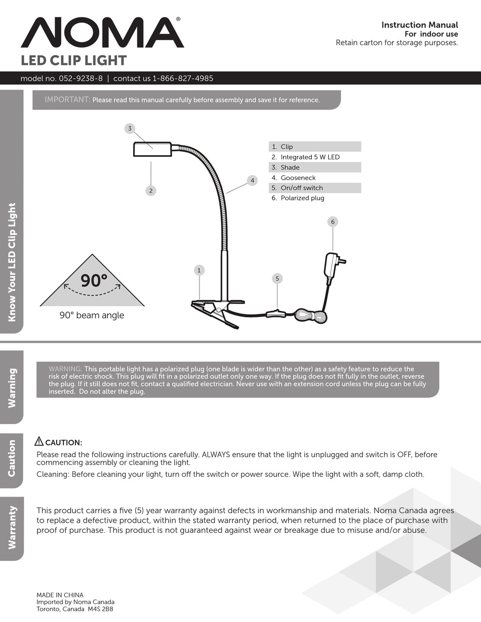 NOMA 052-9238-8 INSTRUCTION MANUAL Pdf Download | ManualsLib