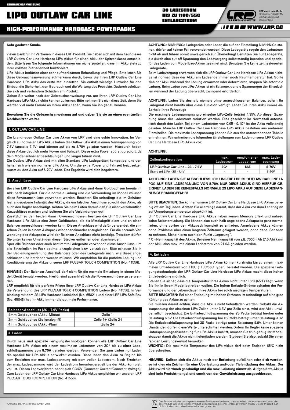 LRP OUTLAW CAR LINE 2S USER MANUAL Pdf Download | ManualsLib