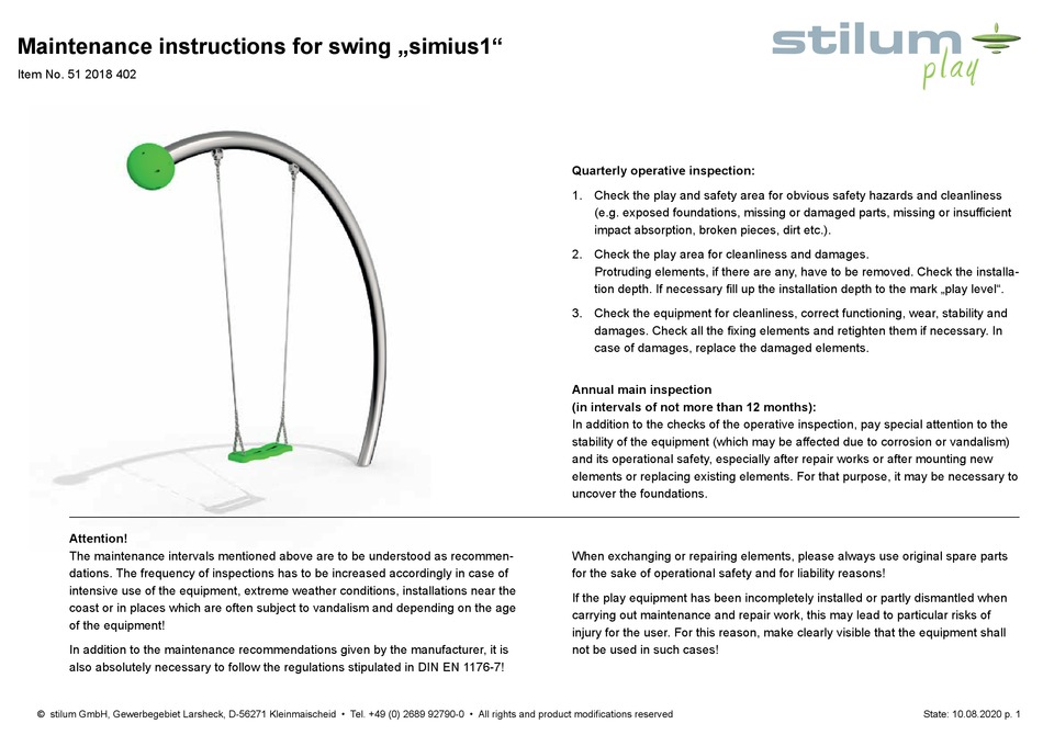 STILUM SIMIUS1 MAINTENANCE INSTRUCTIONS Pdf Download | ManualsLib