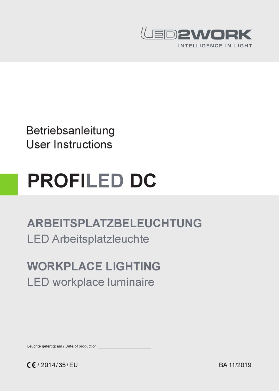 LED2WORK PROFILED DC USER INSTRUCTIONS Pdf Download | ManualsLib
