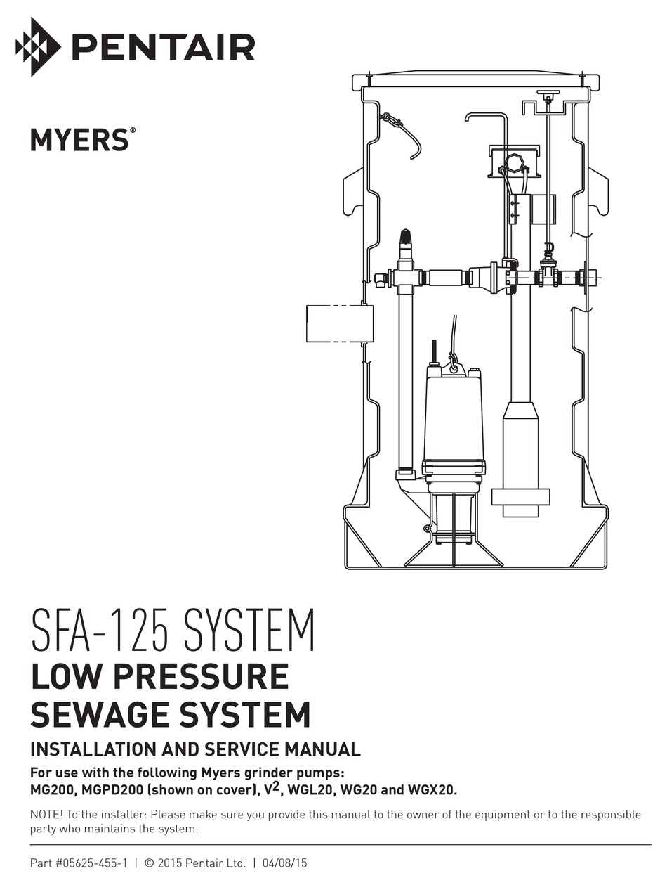 Pentair Myers Sfa 125 Installation And Service Manual Pdf Download