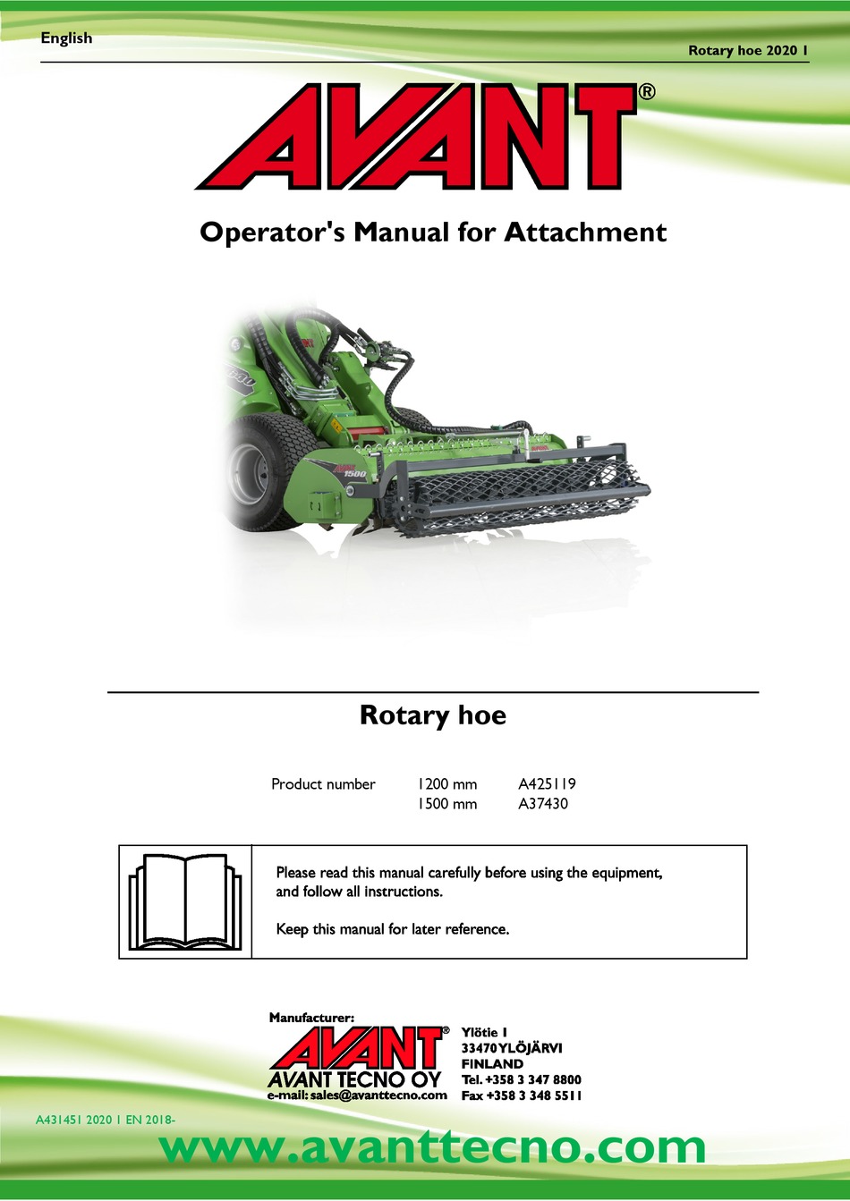 AVANT A425119 OPERATOR'S MANUAL Pdf Download | ManualsLib