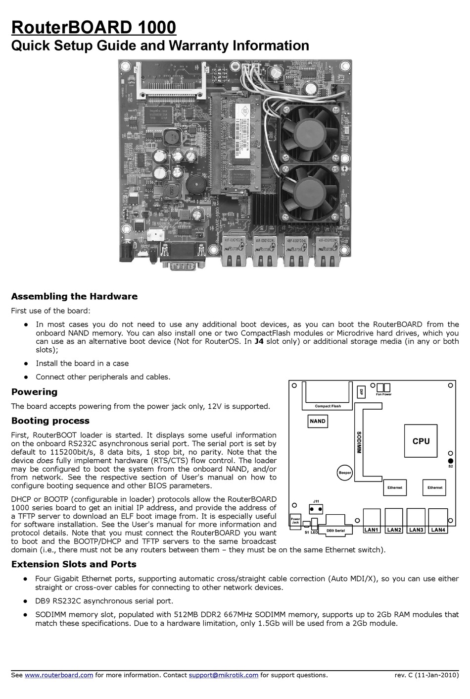 Mikrotik Routerboard 1000 Quick Setup Manual And Warranty Information