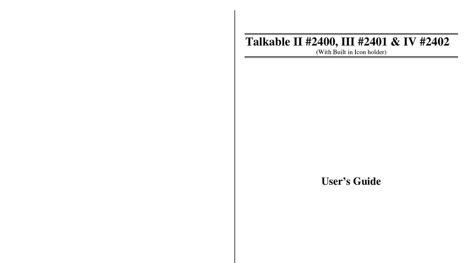 ENABLING DEVICES TALKABLE II USER MANUAL Pdf Download | ManualsLib