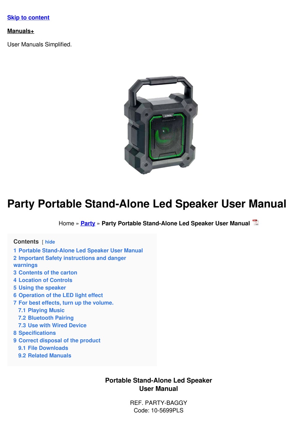 PARTY LIGHT & SOUND 10-5699PLS USER MANUAL Pdf Download | ManualsLib