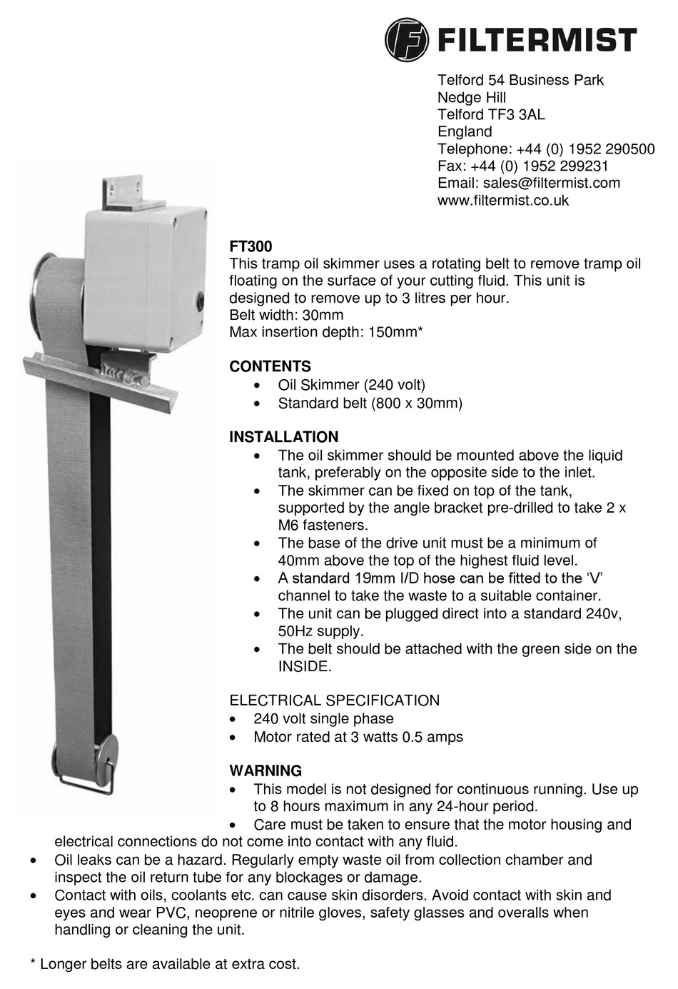 FILTERMIST FT300 QUICK MANUAL Pdf Download | ManualsLib