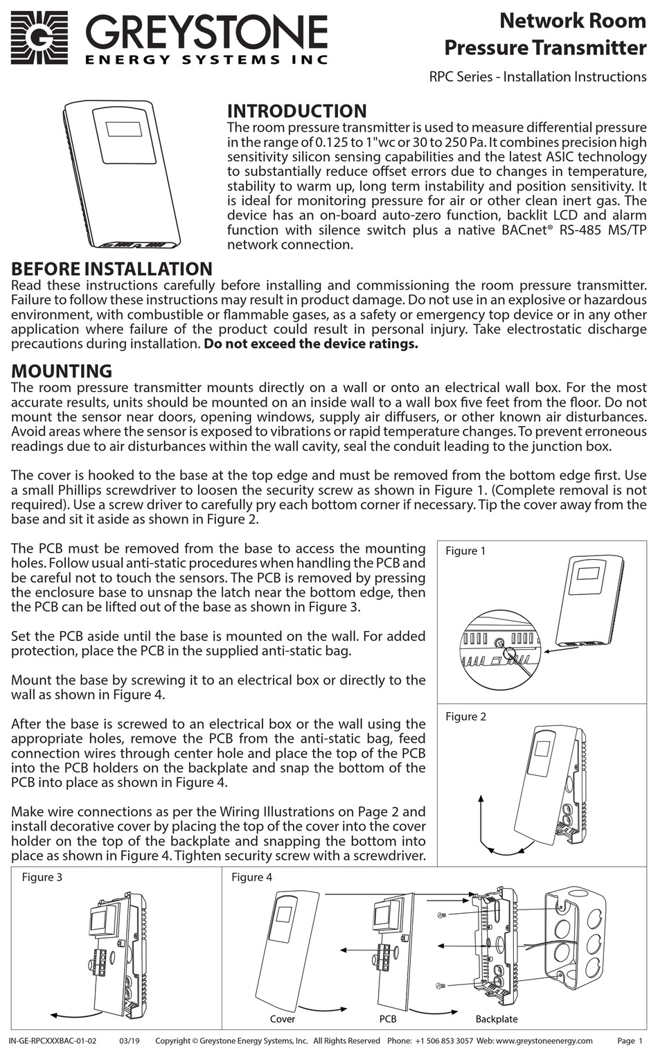 GREYSTONE ENERGY SYSTEMS RPC SERIES INSTALLATION INSTRUCTIONS MANUAL ...