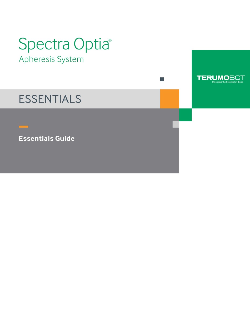 TERUMO BCT SPECTRA OPTIA ESSENTIALS MANUAL Pdf Download | ManualsLib