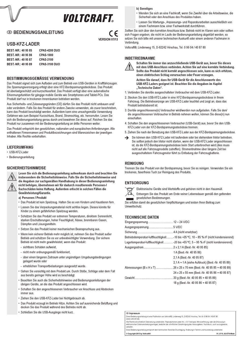 VOLTCRAFT CPAS-4200 DUO OPERATING INSTRUCTIONS Pdf Download | ManualsLib