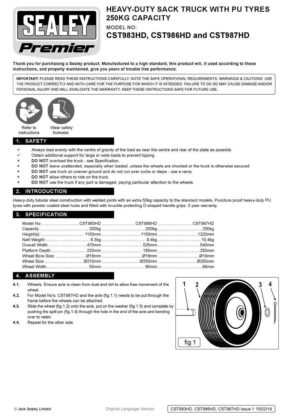 SEALEY PREMIER CST983HD INSTRUCTIONS Pdf Download | ManualsLib