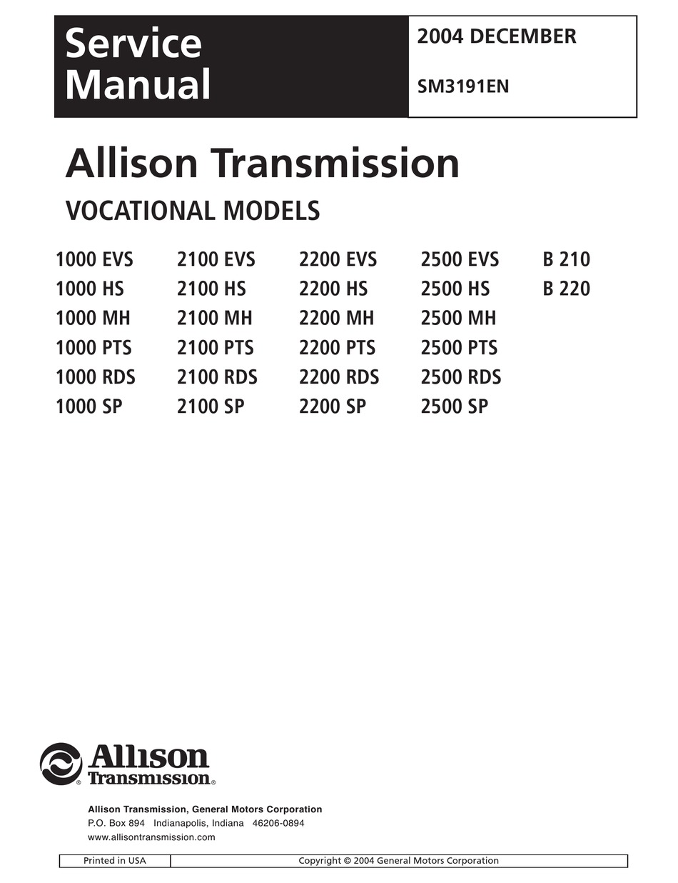 Allison 2000 Series Schematics Wiring Draw And Schematic