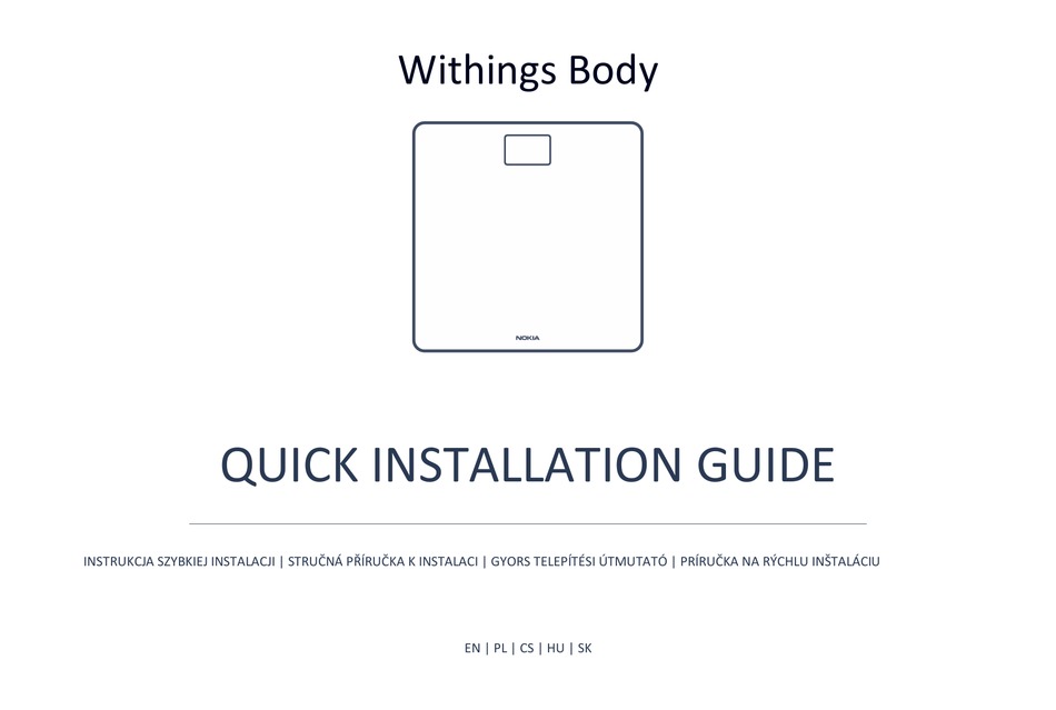 NOKIA WITHINGS BODY QUICK INSTALLATION MANUAL Pdf Download | ManualsLib