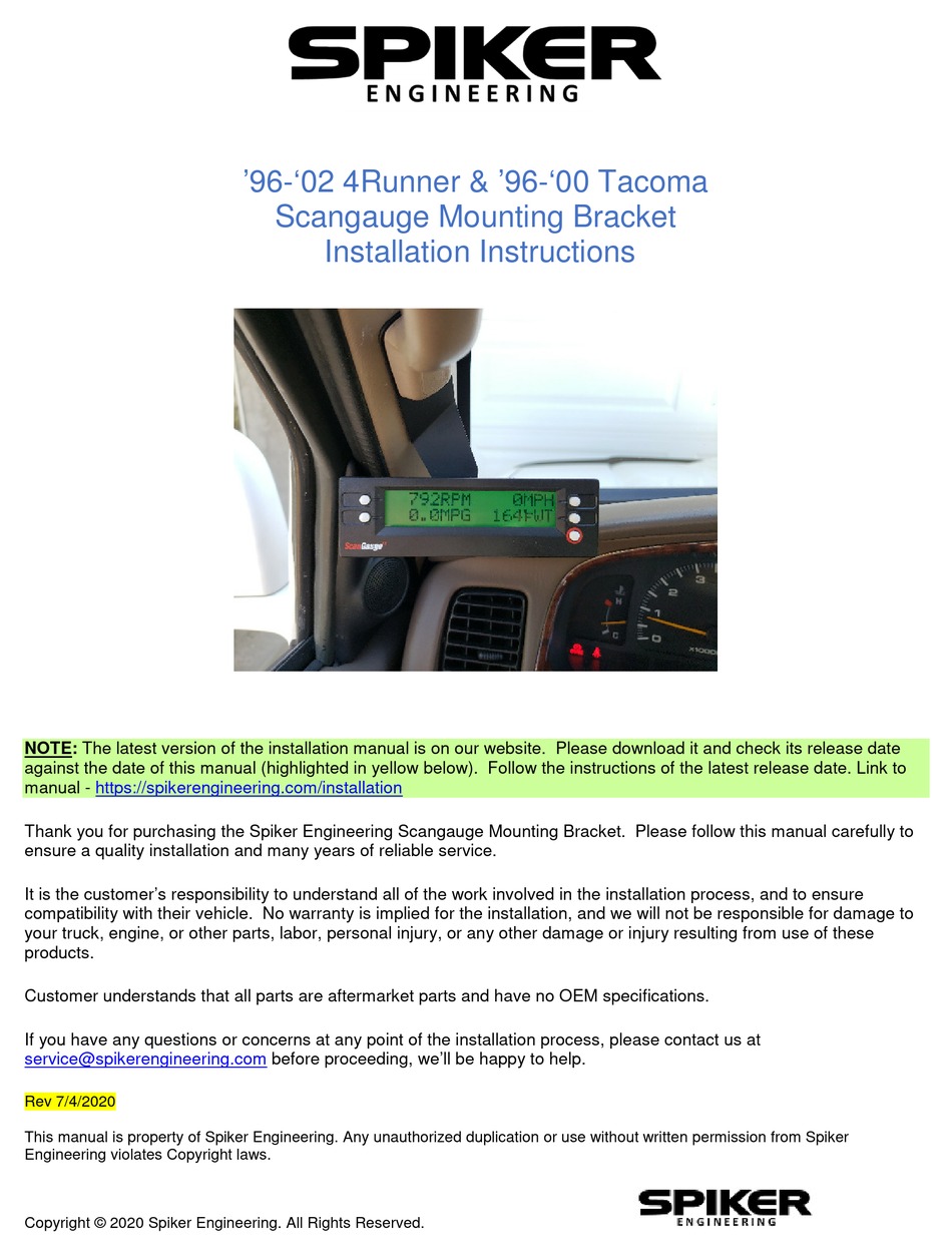 SPIKER SCANGAUGE INSTALLATION INSTRUCTIONS MANUAL Pdf Download ManualsLib SPIKER SCANGAUGE INSTALLATION INSTRUCTIONS MANUAL Pdf Download ManualsLib