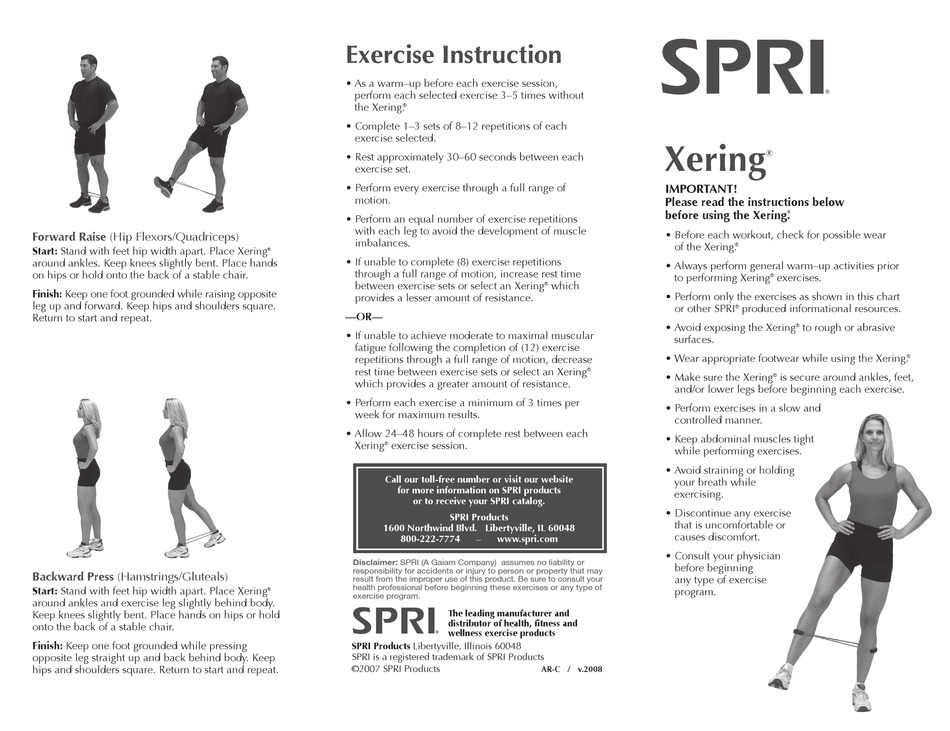 SPRI XERING EXERCISE INSTRUCTIONS Pdf Download | ManualsLib