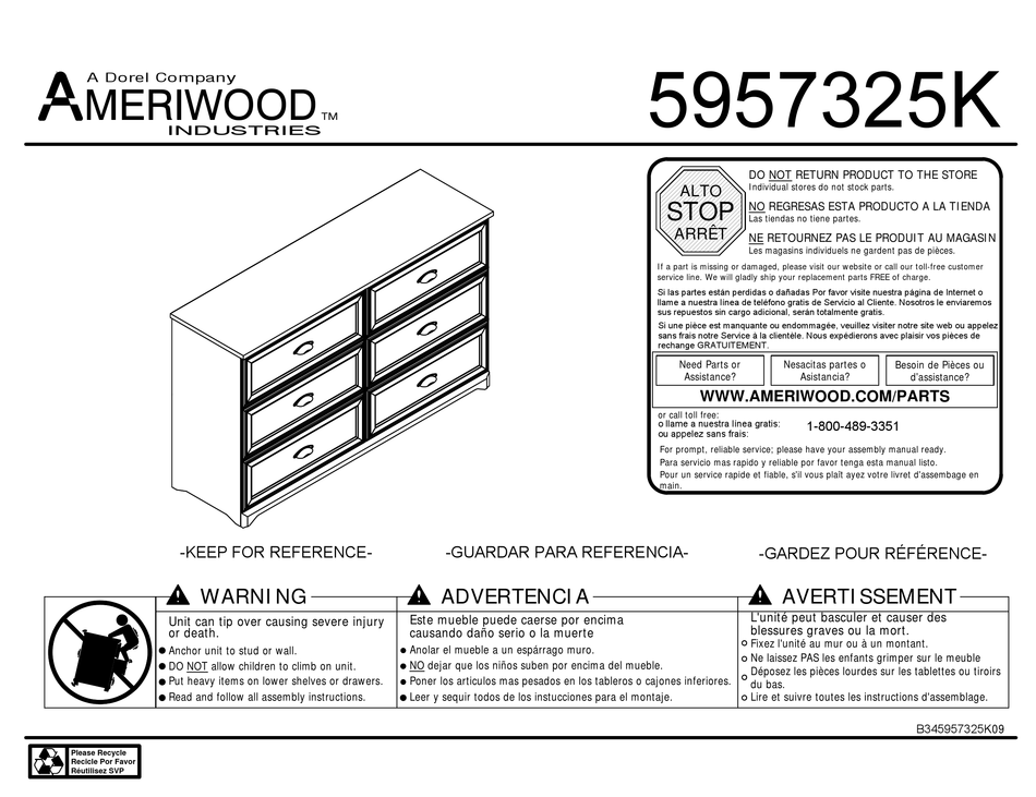DOREL AMERIWOOD INDUSTRIES 5957325K MANUAL Pdf Download | ManualsLib