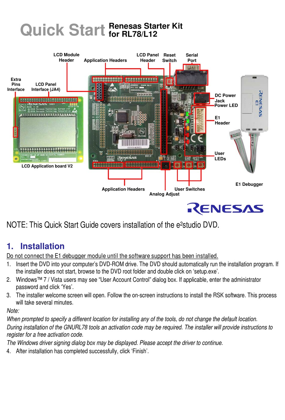 Renesas E1 Pinout Renesas E1 Pinout