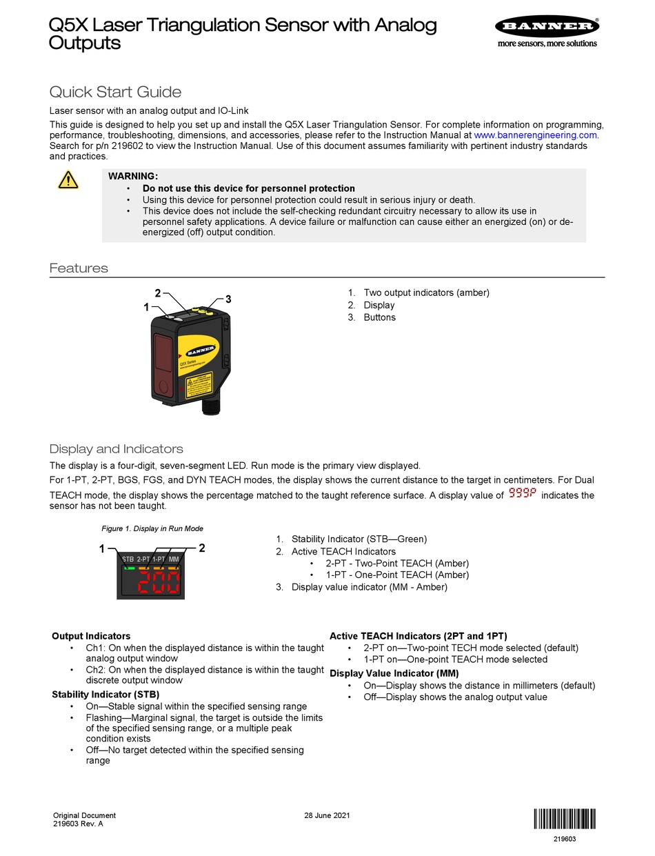 BANNER Q5X QUICK START MANUAL Pdf Download ManualsLib