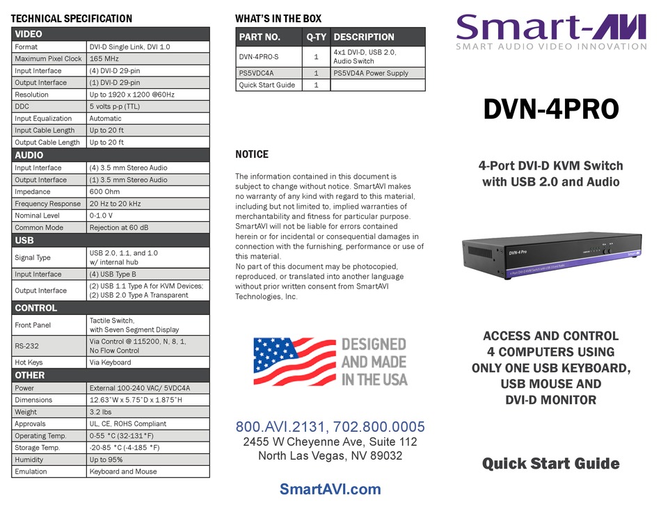 SMART-AVI DVN-4PRO QUICK START MANUAL Pdf Download | ManualsLib