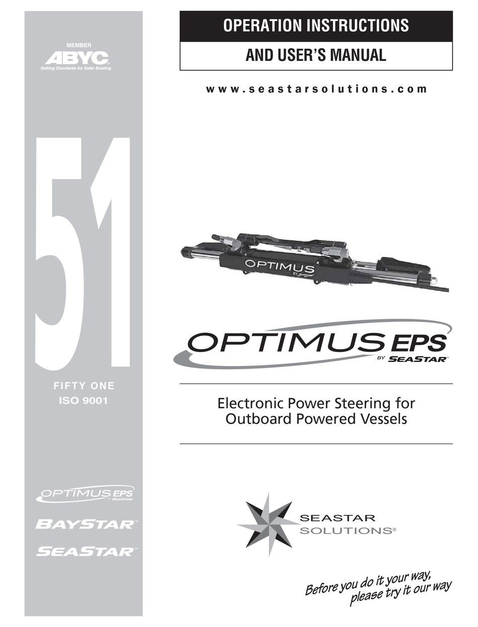 SEASTAR SOLUTIONS OPTIMUS EPS OPERATION INSTRUCTIONS AND USERS MANUAL ...